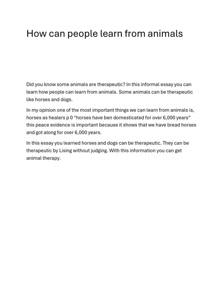 What Can People Learn From Animals-Augusta | PDF