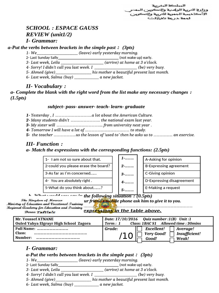 1bac review | PDF | Language Mechanics | Linguistic Morphology