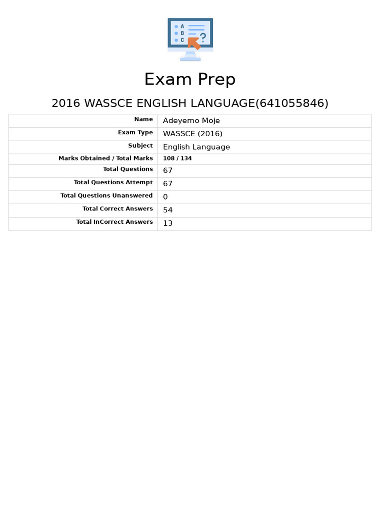 2016 WASSCE English Results | PDF