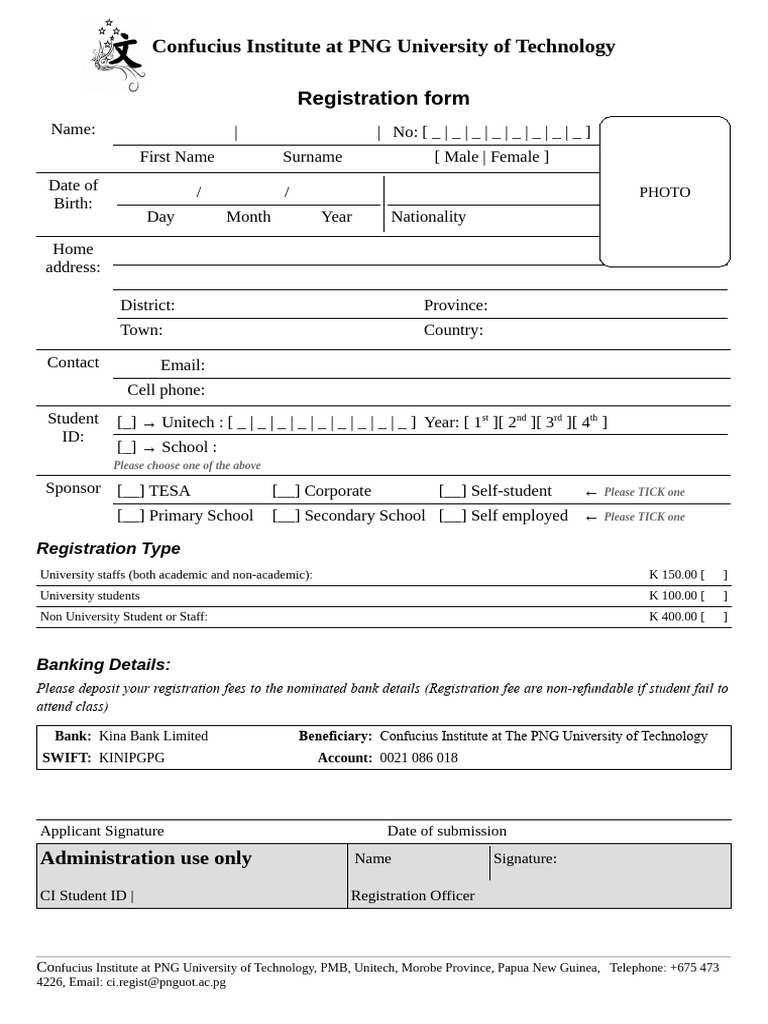 Student Registration Form 2025 | PDF