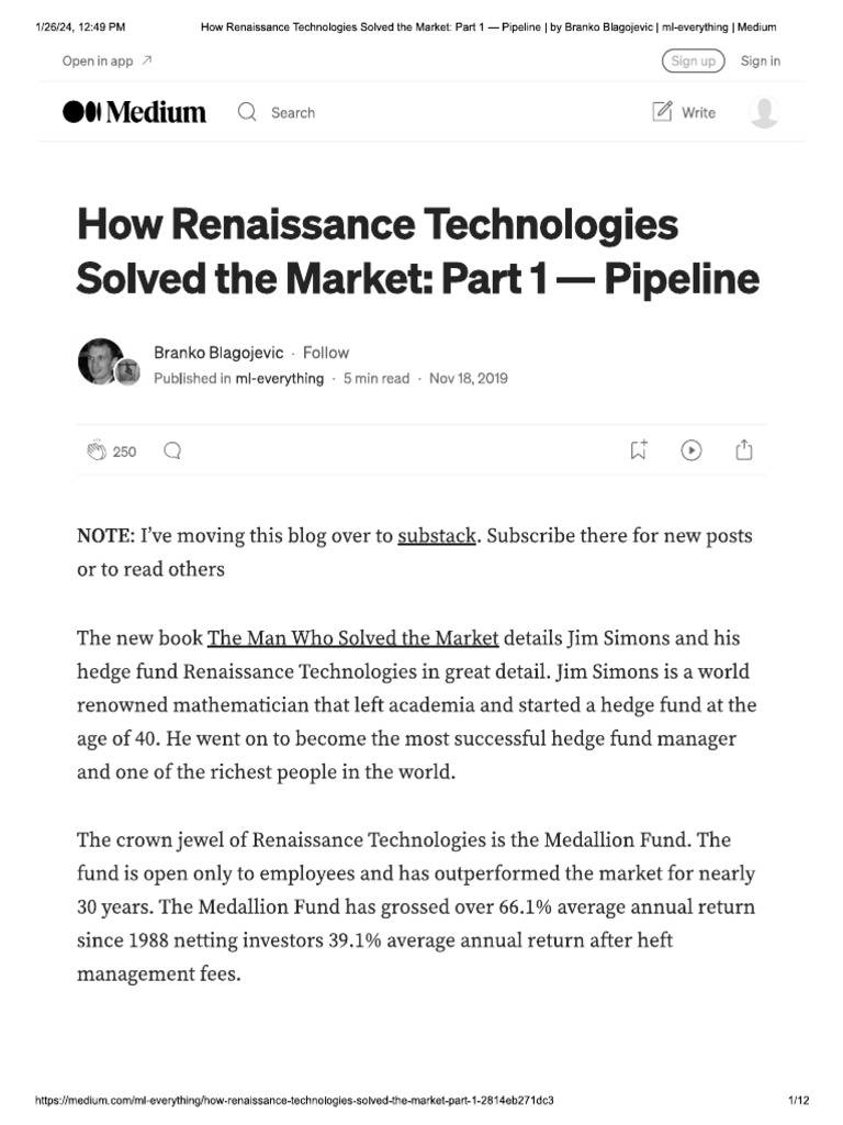 Renaissance Tech - History Case Reading Trading | PDF