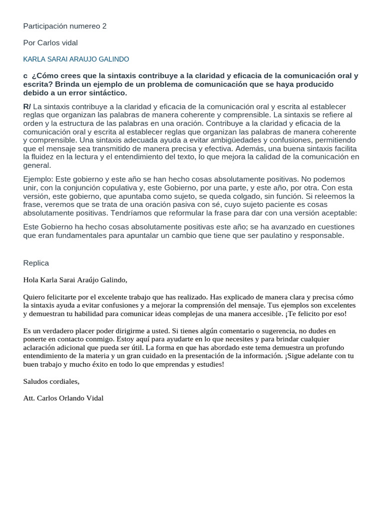 Participación Numereo 2 Pilares de La Sintaxis Modulo 5 Foro 4 | PDF