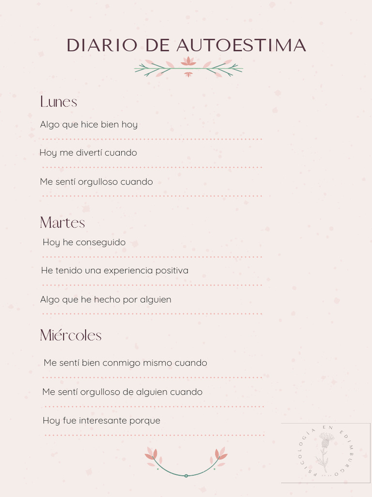Diario de Autoestima | PDF
