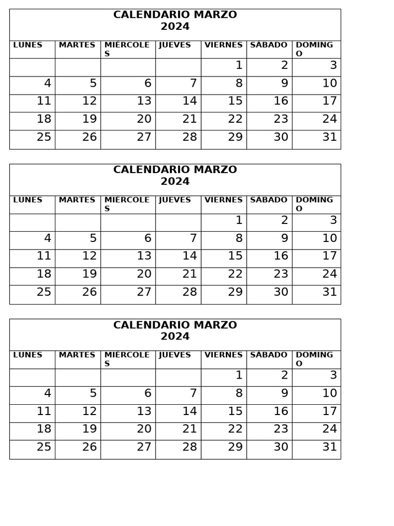 CALENDARIO MARZO | PDF