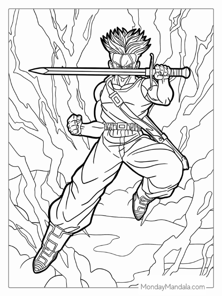 Trunks Holding Sword Coloring Sheet | PDF