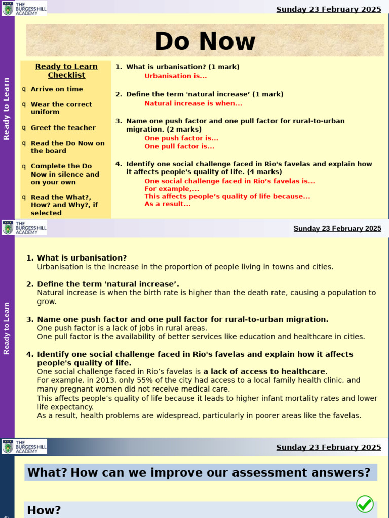 L19 Assessment Feedback Lesson | PDF | Urbanization | Economies