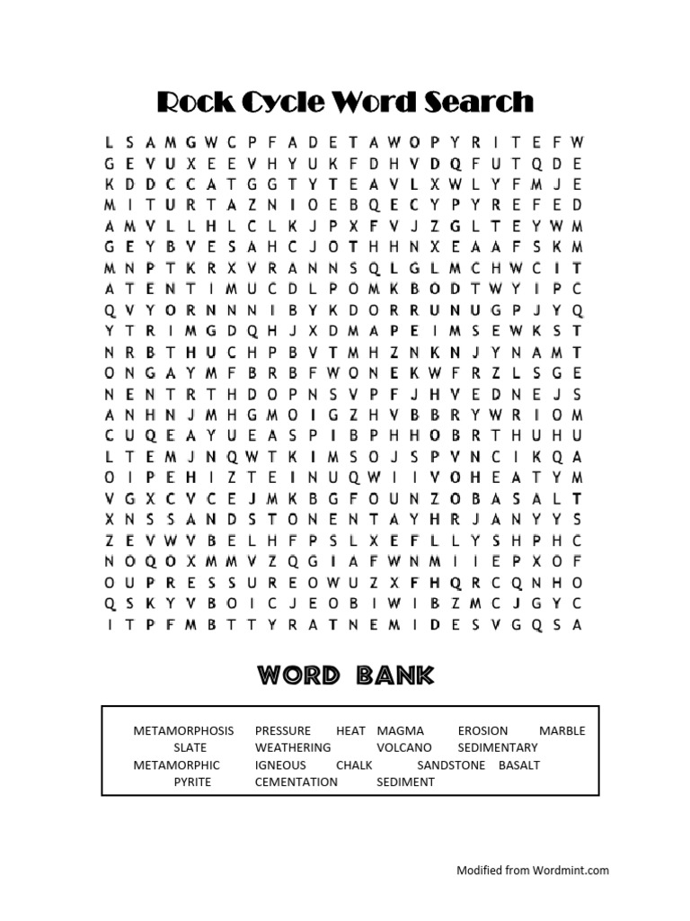 Rock Cycle Word Search Puzzle | PDF