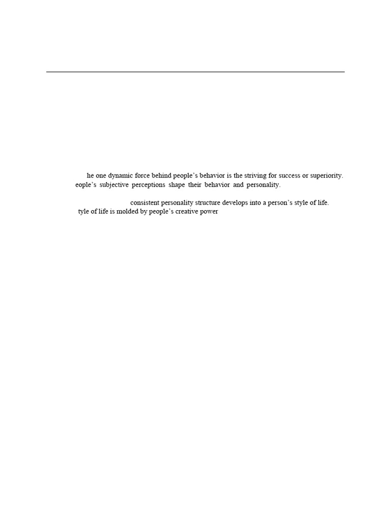 Chapter 2 Summary - ALfred Adler | PDF | Psychology | Behavioural Sciences