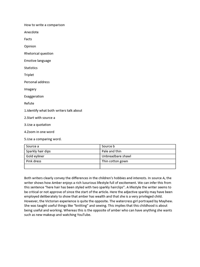 How To Write A Comparison | PDF
