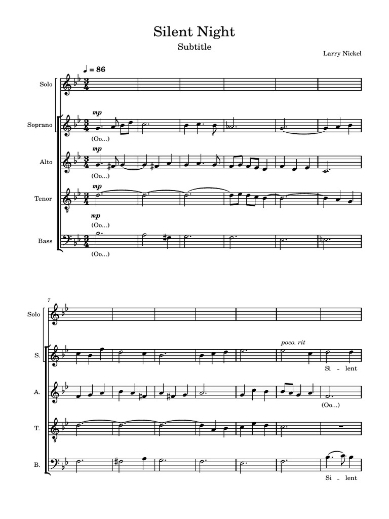 Silent Night Larry Nickel | PDF | Vocal Music | Singing