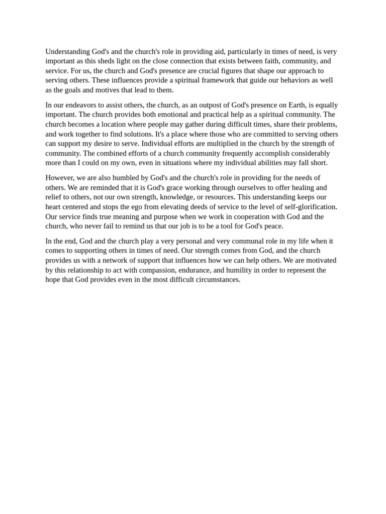 God and Church's Role in Community Aid | PDF