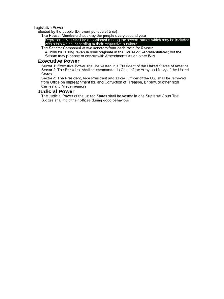 Overview of U.S. Legislative and Executive Powers | PDF