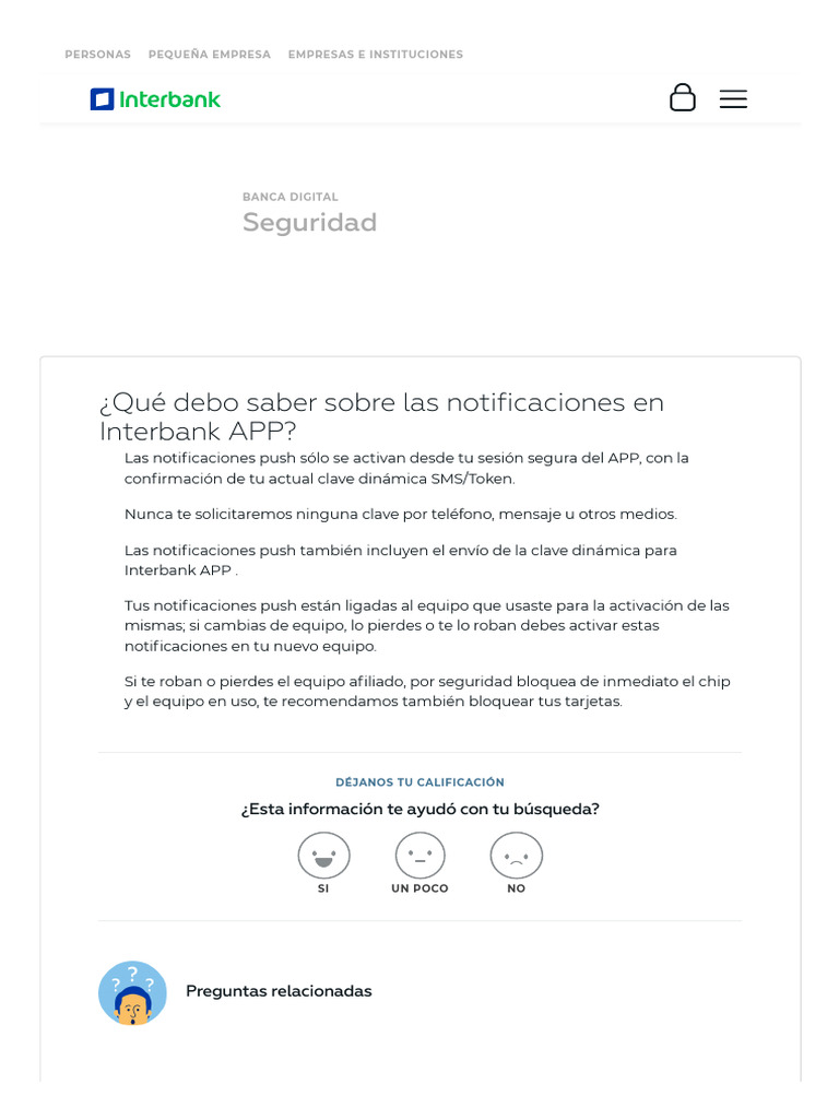 Clave dinámica y notificaciones en Interbank | PDF