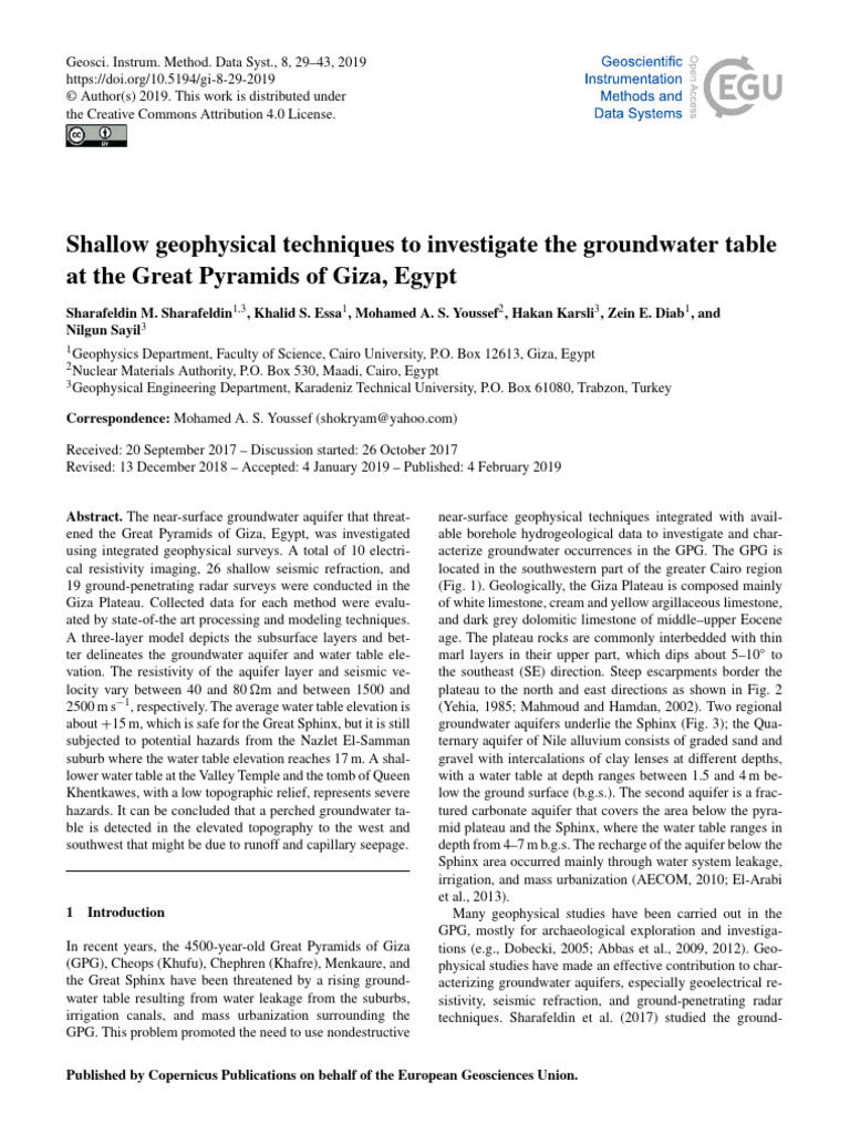 Shallow Geophysical Techniques to Investigate the Groundwater Table at ...