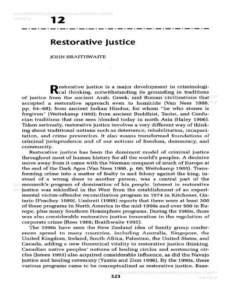 Restorative Justice in The Handbook of C | PDF | Restorative Justice | Crimes