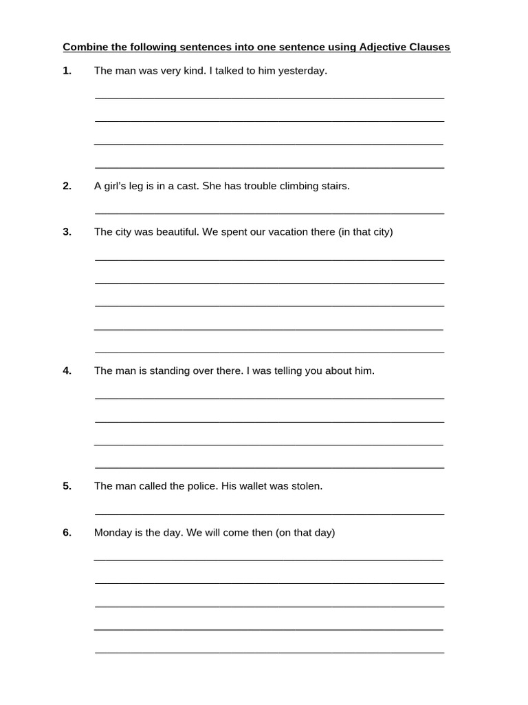 4A - Adjective Clauses Rewrite - Revised | PDF | Grammar | Syntax