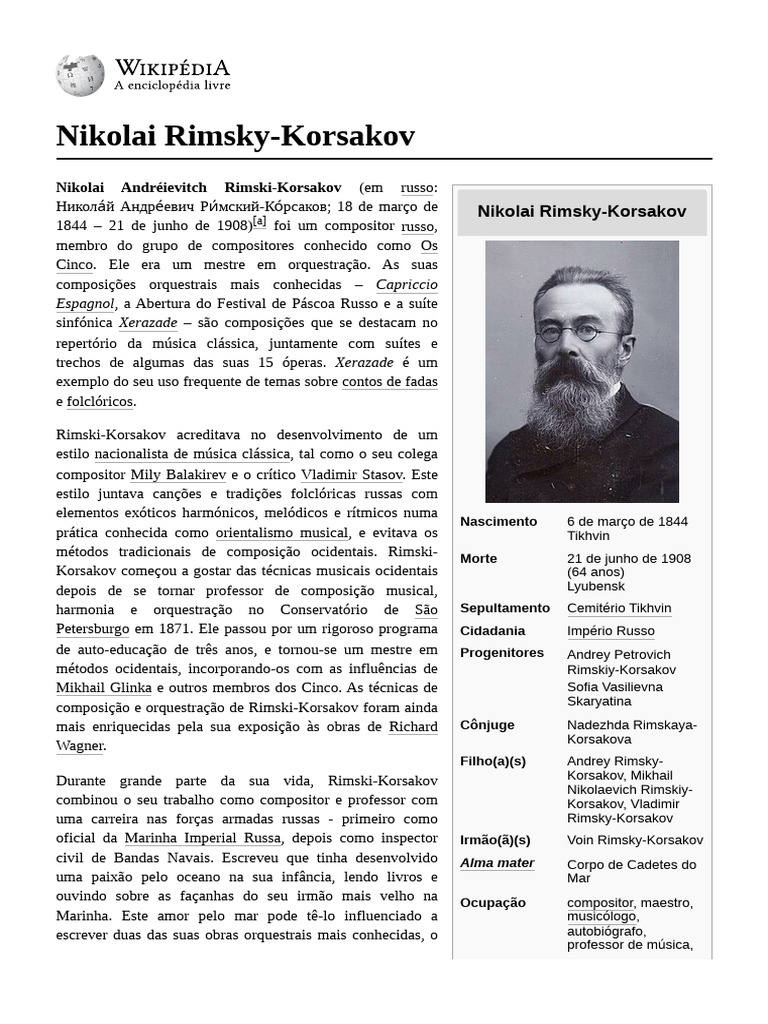 Nikolai Rimsky-Korsakov | PDF | Musicologia