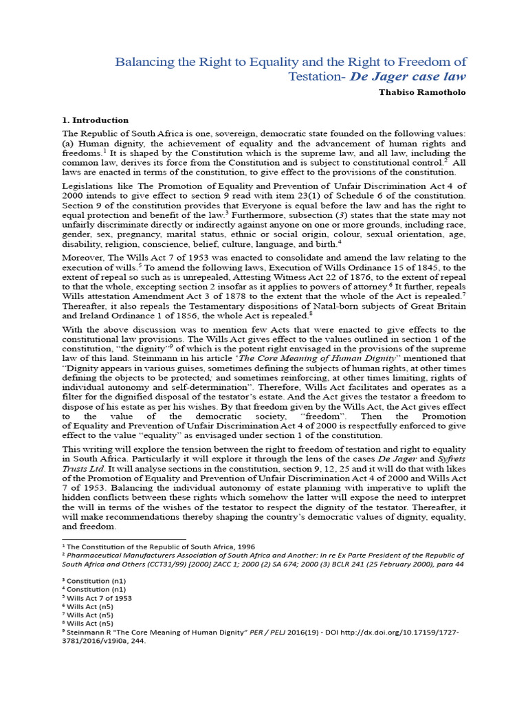 Balancing Equality and Testation Rights | PDF | Will And Testament ...