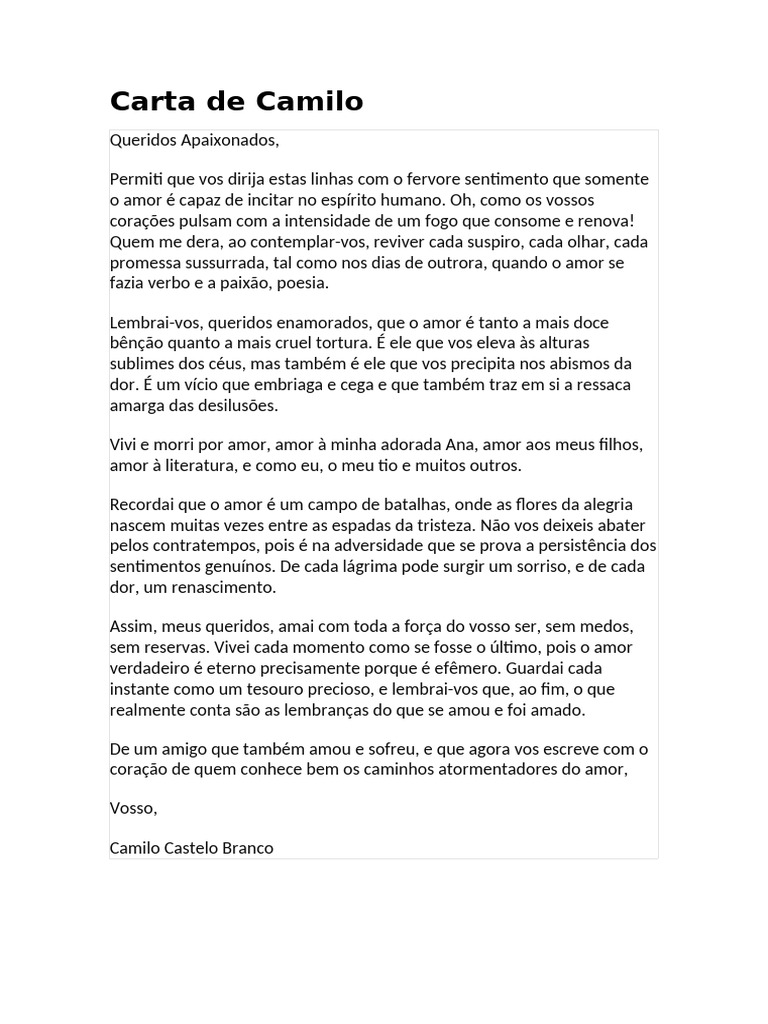 Carta de Camilo | PDF