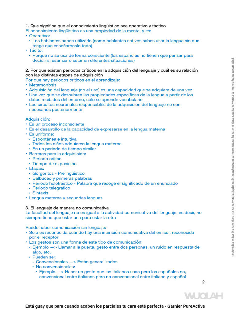 Adquisición y Uso del Lenguaje | PDF | Comunicación | Aquisición de idioma