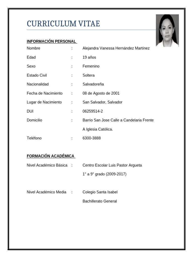 CURRICULUM Alejandra Vanessa Hernández Martínez | PDF