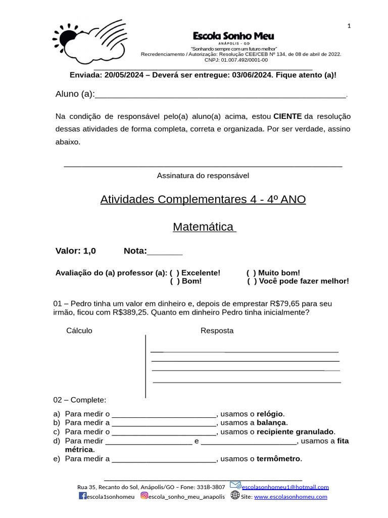 Atividade Complementar 4 - 2024 | PDF | Ecologia