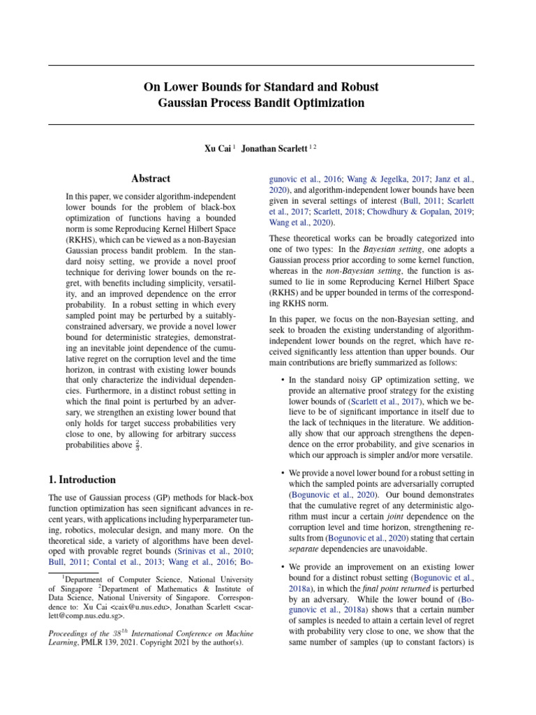 On Lower Bounds For Standard and Robust Gaussian Process Bandit ...