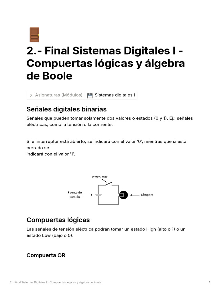 Final Sistemas Digitales I - Compuertas Lgicas y Lgebra de Boole | PDF | Puerta lógica | Álgebra