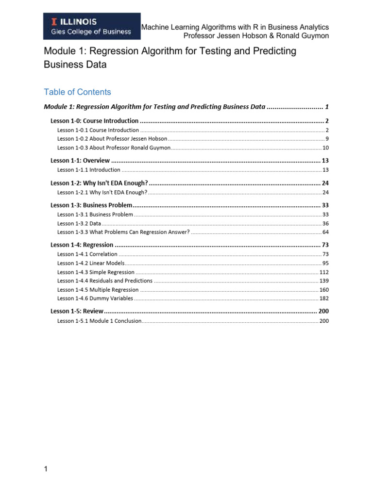 Machine Learning Algorithms With R in Business Module 1 Transcript | PDF | Dependent And ...