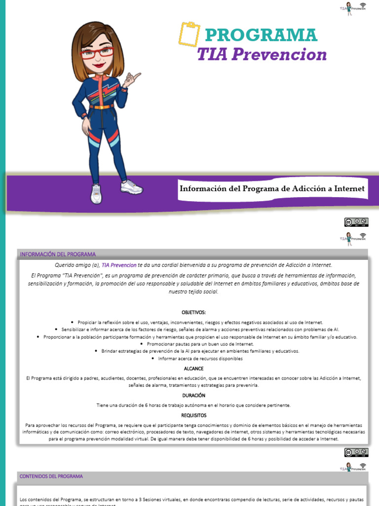 Introducción al Programa TIA Prevencion | PDF | Internet | Información