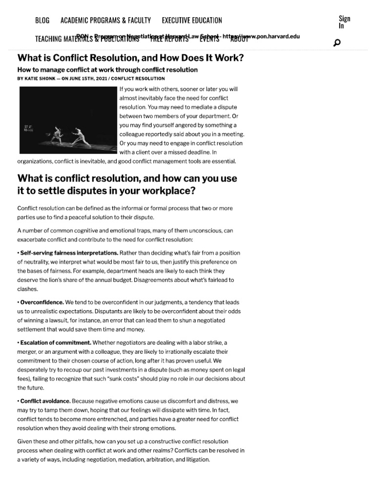 What Is Conflict Resolution How Does It Work | PDF