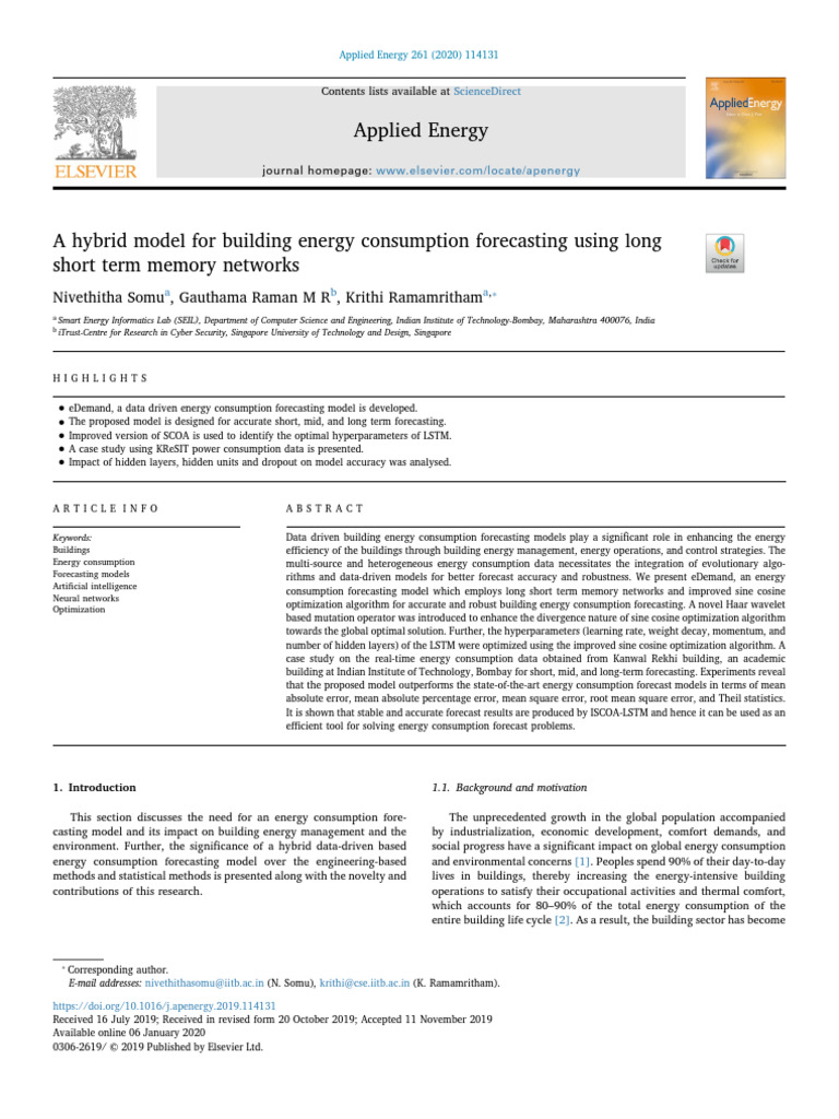 A hybrid model for building energy consumption forecasting using long short term memory networks ...
