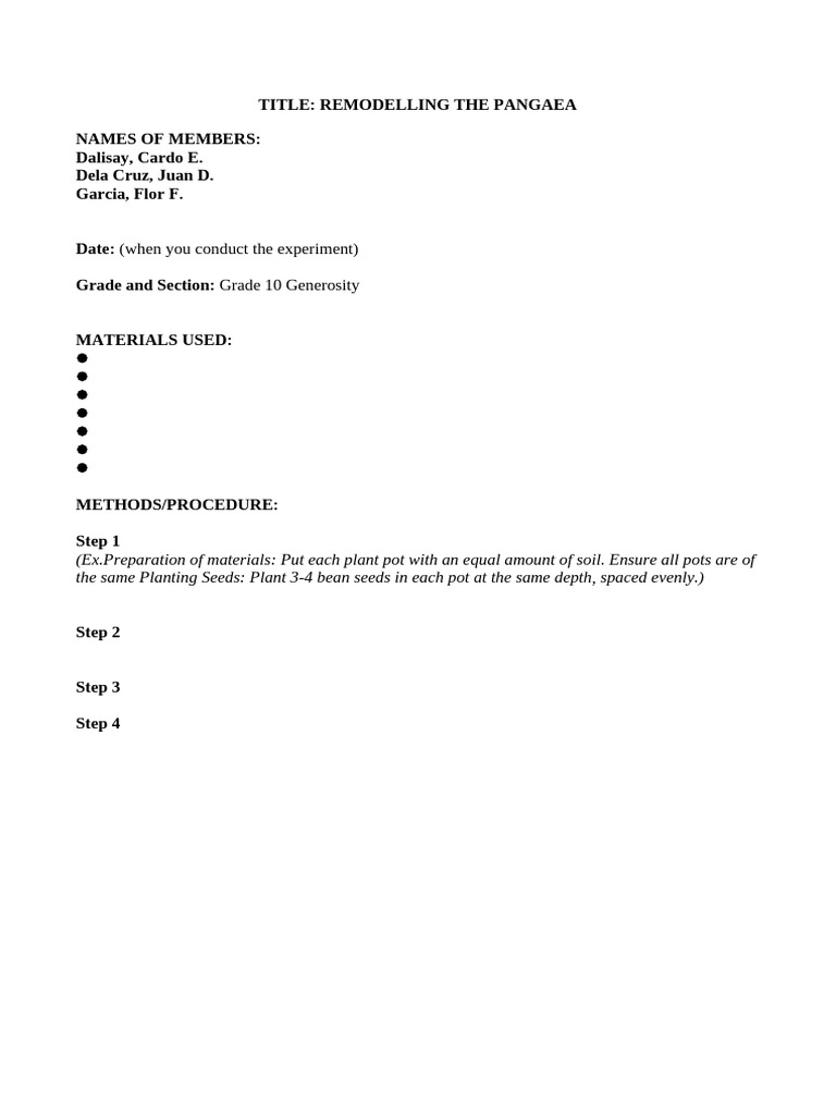 Pangaea Tectonic Plate Experiment | PDF