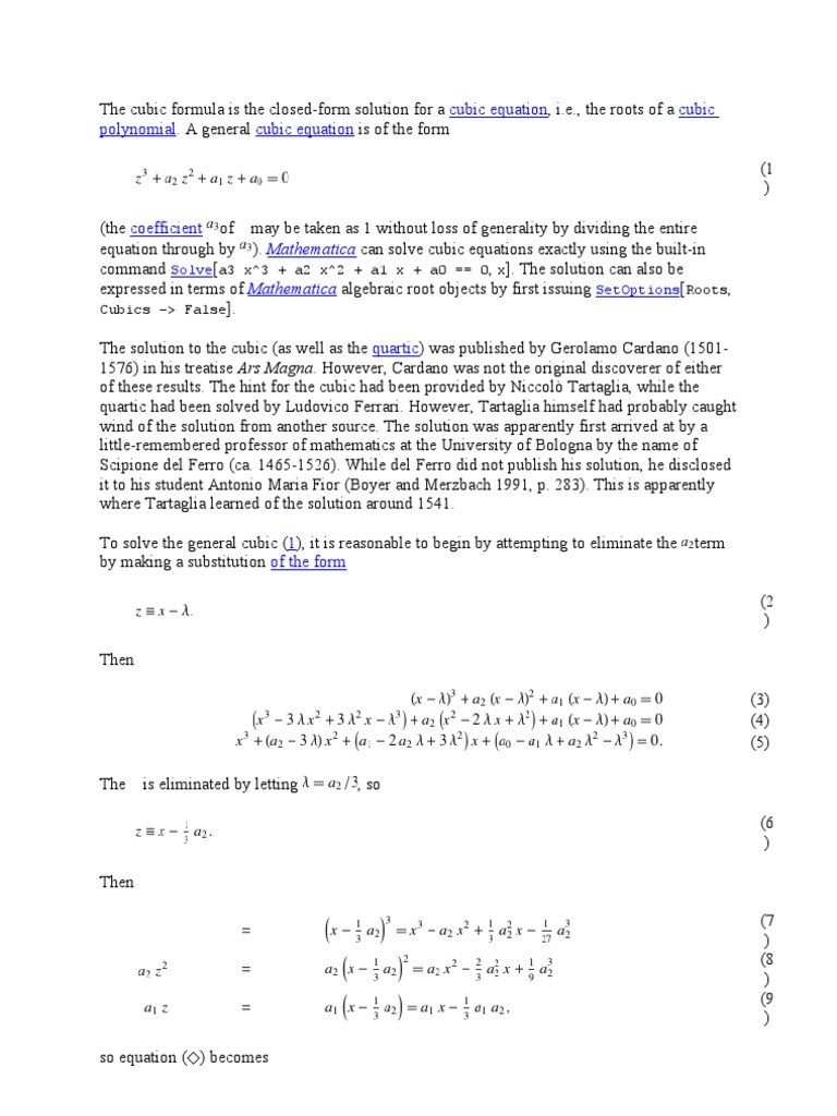 Cubic Formula | Quadratic Equation | Equations
