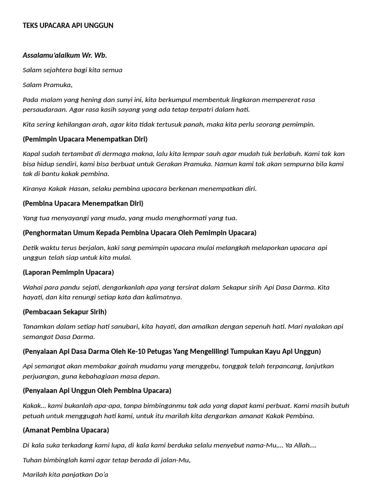 Naskah Upacara Api Unggun Pramuka | PDF