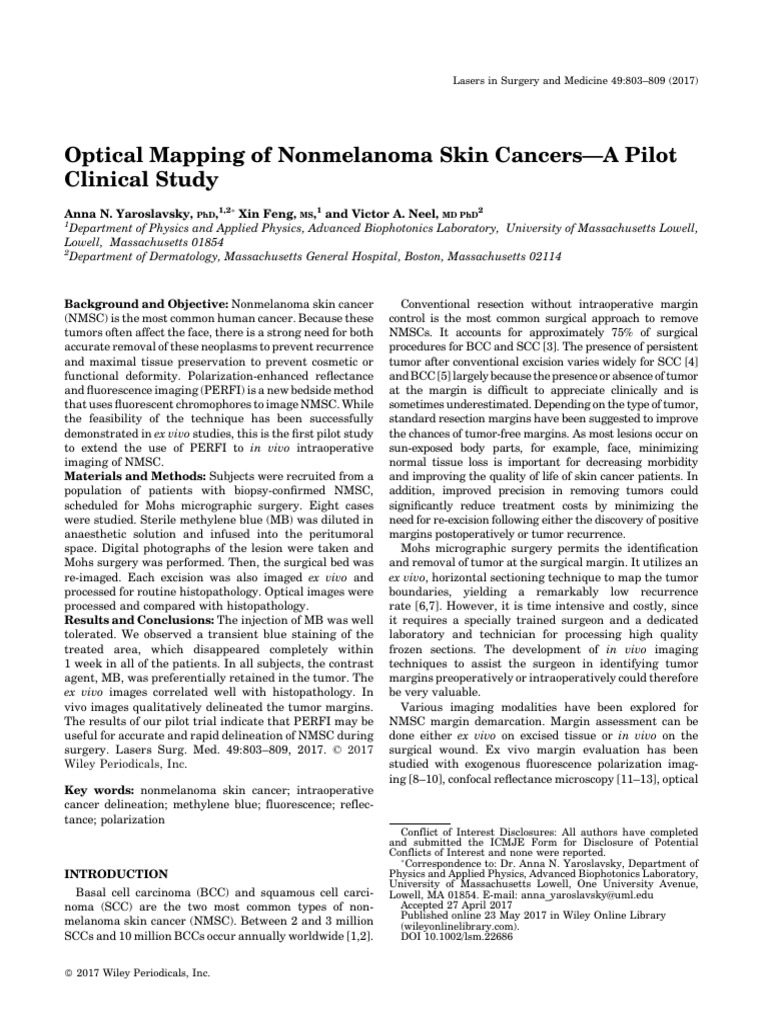 Lasers Surg Med - 2017 - Yaroslavsky - Optical Mapping of Nonmelanoma ...