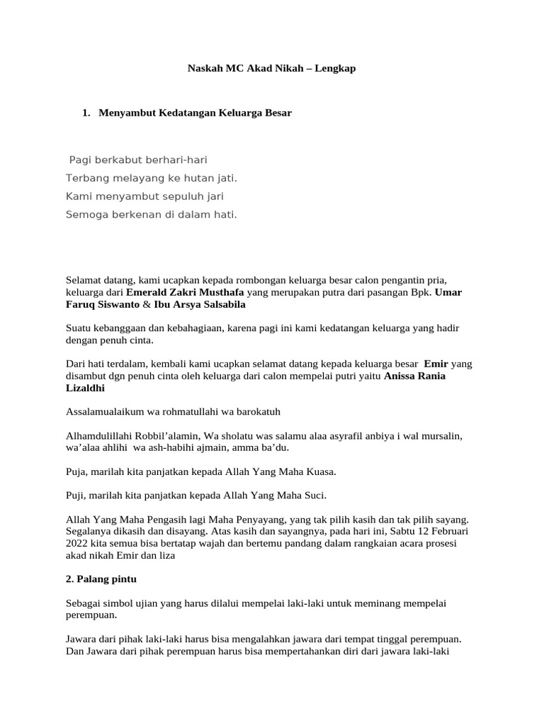 Naskah MC Akad Nikah | PDF