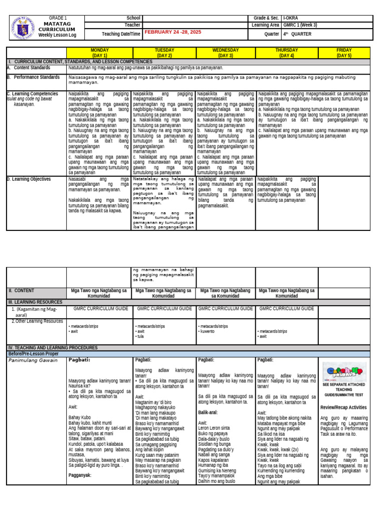 Q4G1 - GMRC - W3 Bisaya | PDF