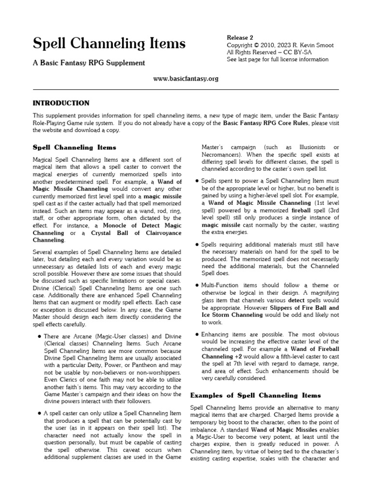 BF Spell Channeling Items r2 | PDF