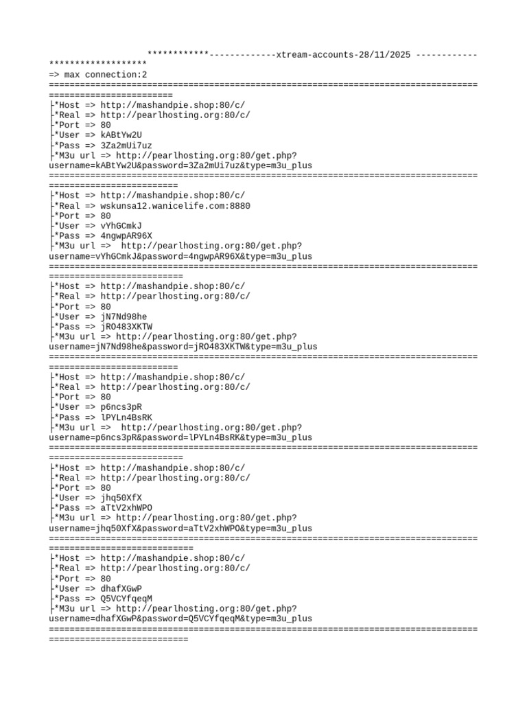 Xtream-m3u-accounts28-01-2025 | PDF