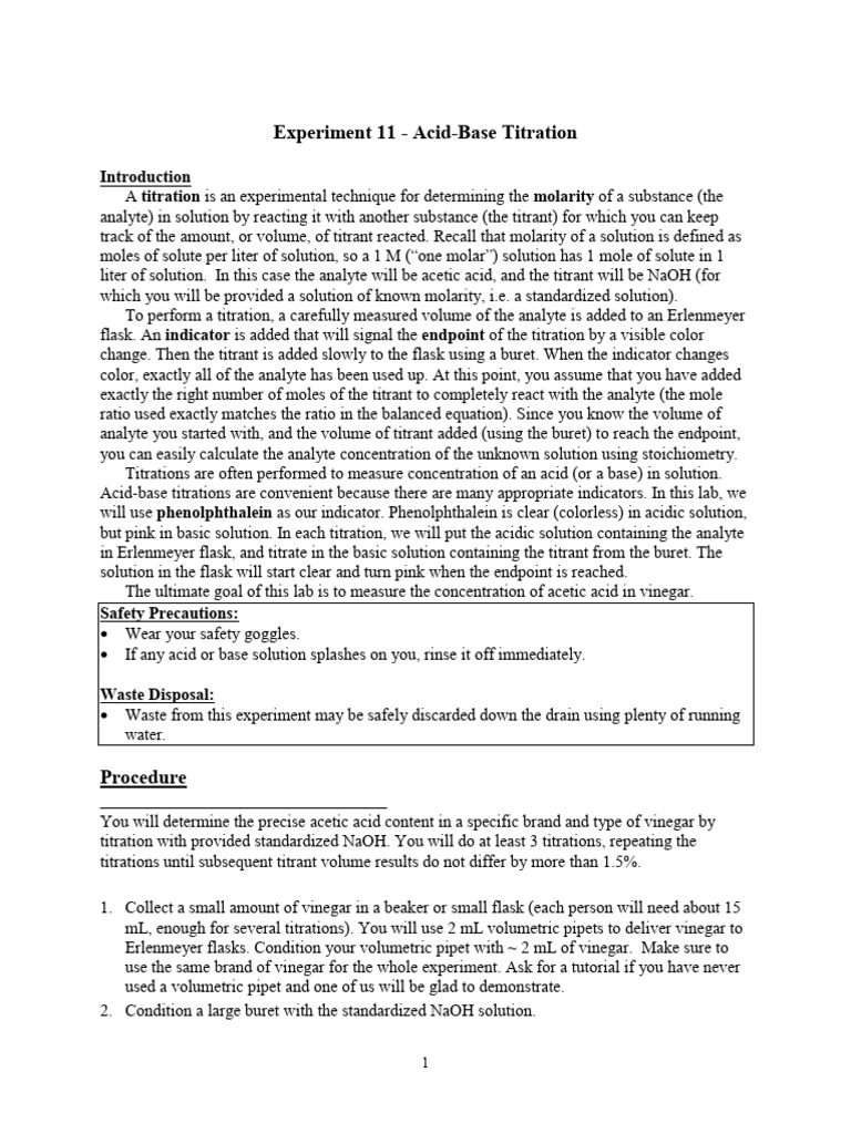Chemistry Lab: Titration Guide | PDF | Titration | Chemistry