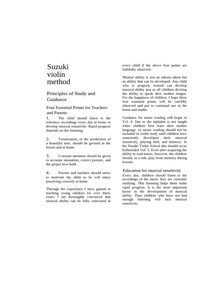 Suzuki Violin Method: Key Teaching Tips | PDF | Violin