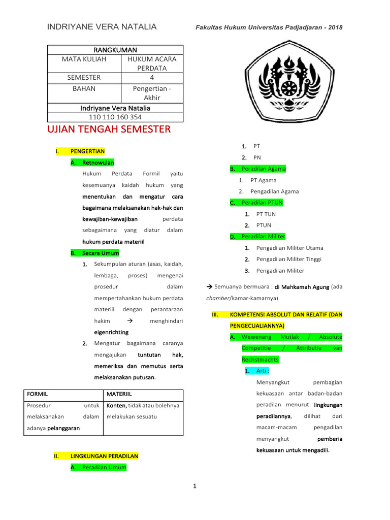 Rangkuman Uas Hukum Acara Perdata | PDF