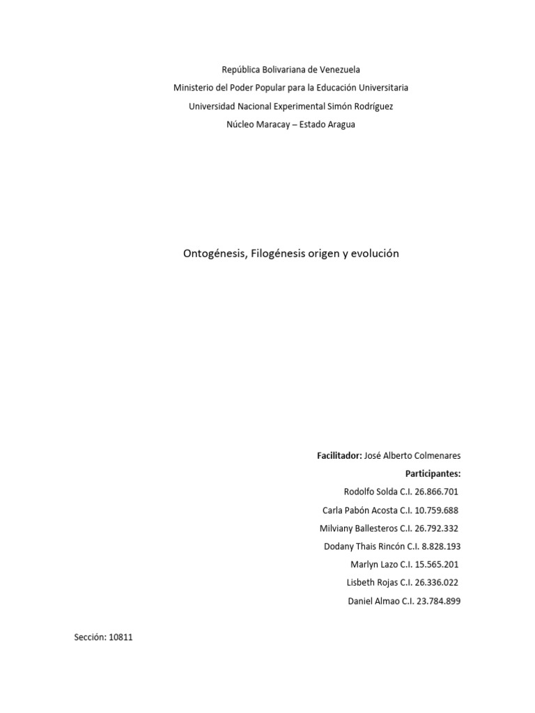 Ontogénesis y Filogénesis: Evolución Biológica | PDF | Biología del ...