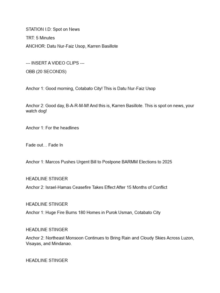 Spot on News Script | PDF | Israeli–Palestinian Conflict