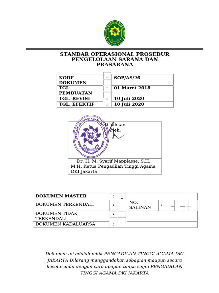 Sop - As - 26 Pengelolaan Sarana Dan Prasarana | PDF