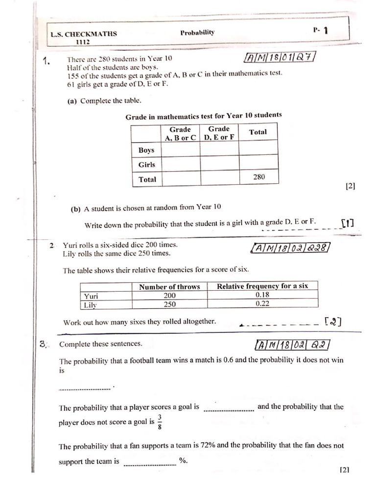 Ls 1112 Probability Worksheet | PDF