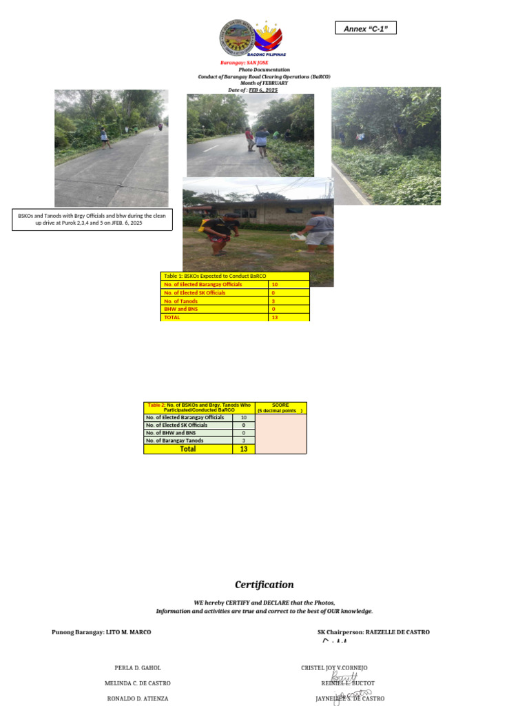 Road Clearing Cert, Pic | PDF