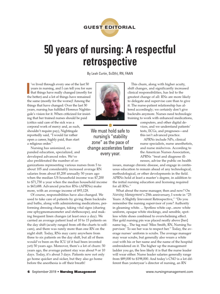 50 Years of Nursing A Respectful Retrospective.2 | PDF | Nursing ...