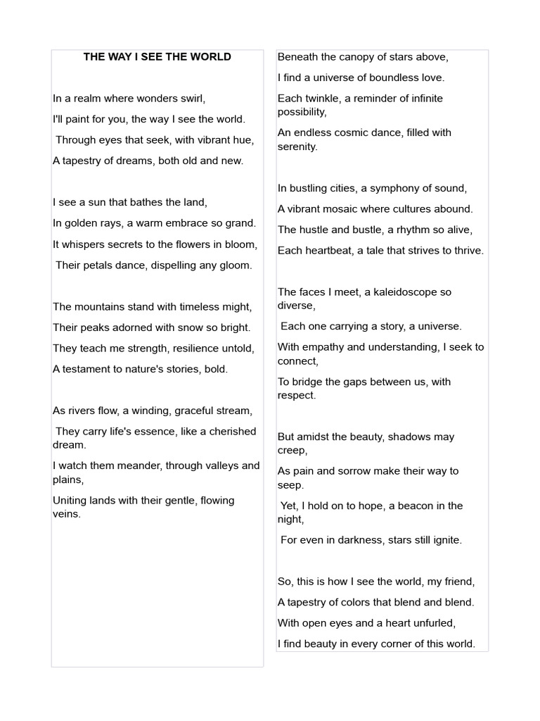 POEM THE WAY I SEE THE WORLD - SK BARU JUMPA | PDF